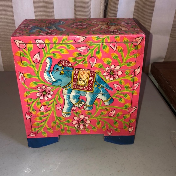 Storage & Organization | Nwt Wood Hand Painted Elephant Box With 4 ...